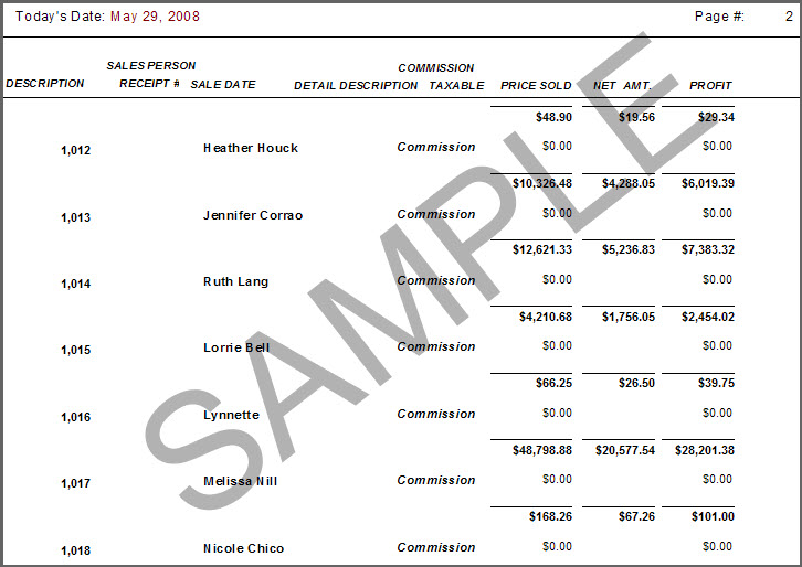 Sales Commission Report