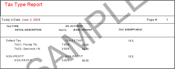 Tax Type Report