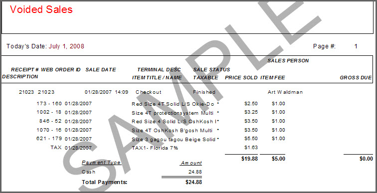 Voided Sales Report